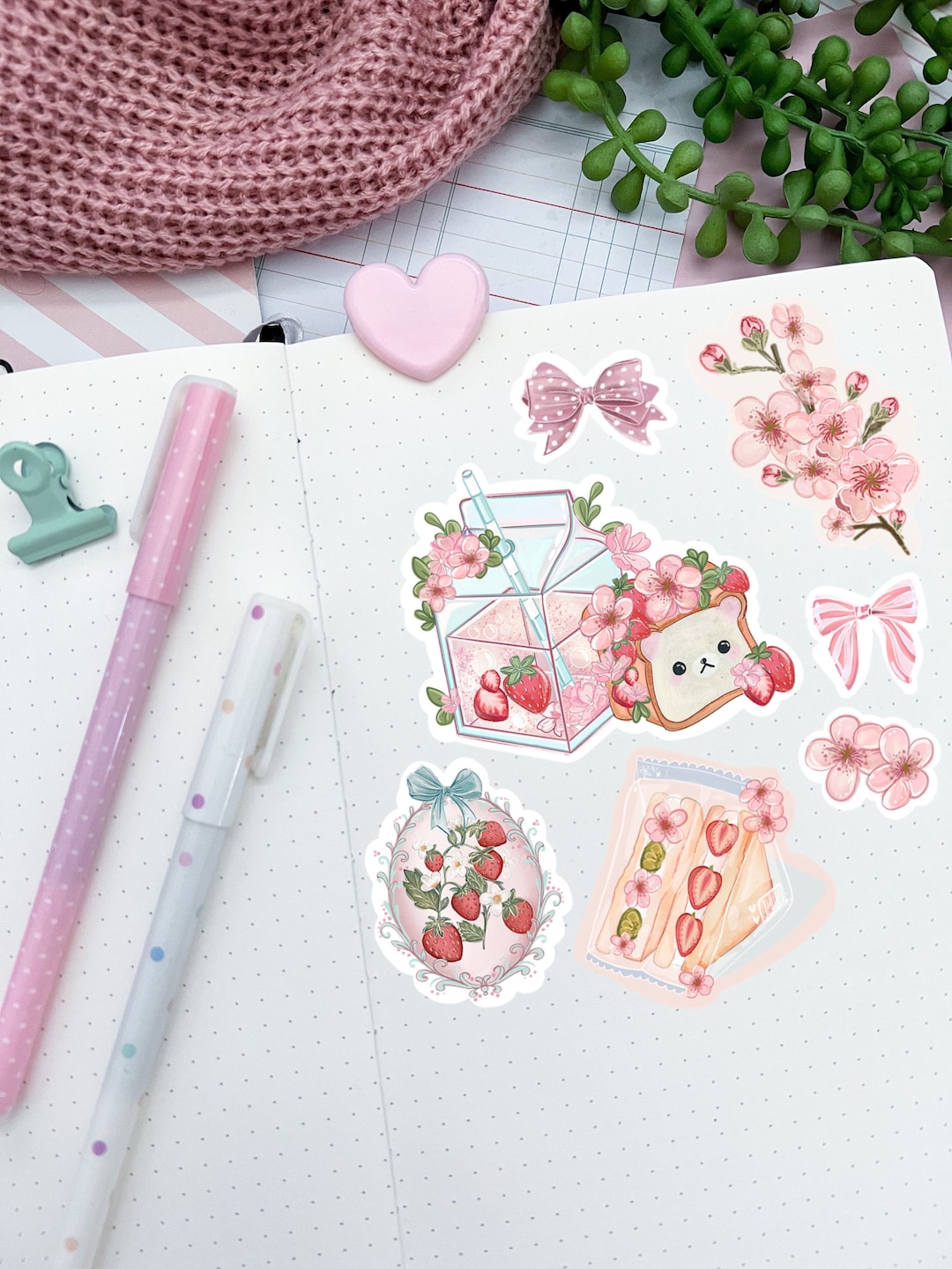 Blossom Bear Sakura Sticker Pack// Digital Art, Sticker Set, Cozy ...