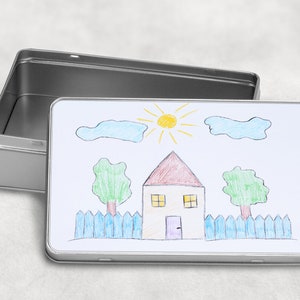 Childs Drawing Tin, Tin With Childs Artwork, Yout Own Art on Tin, Own ...