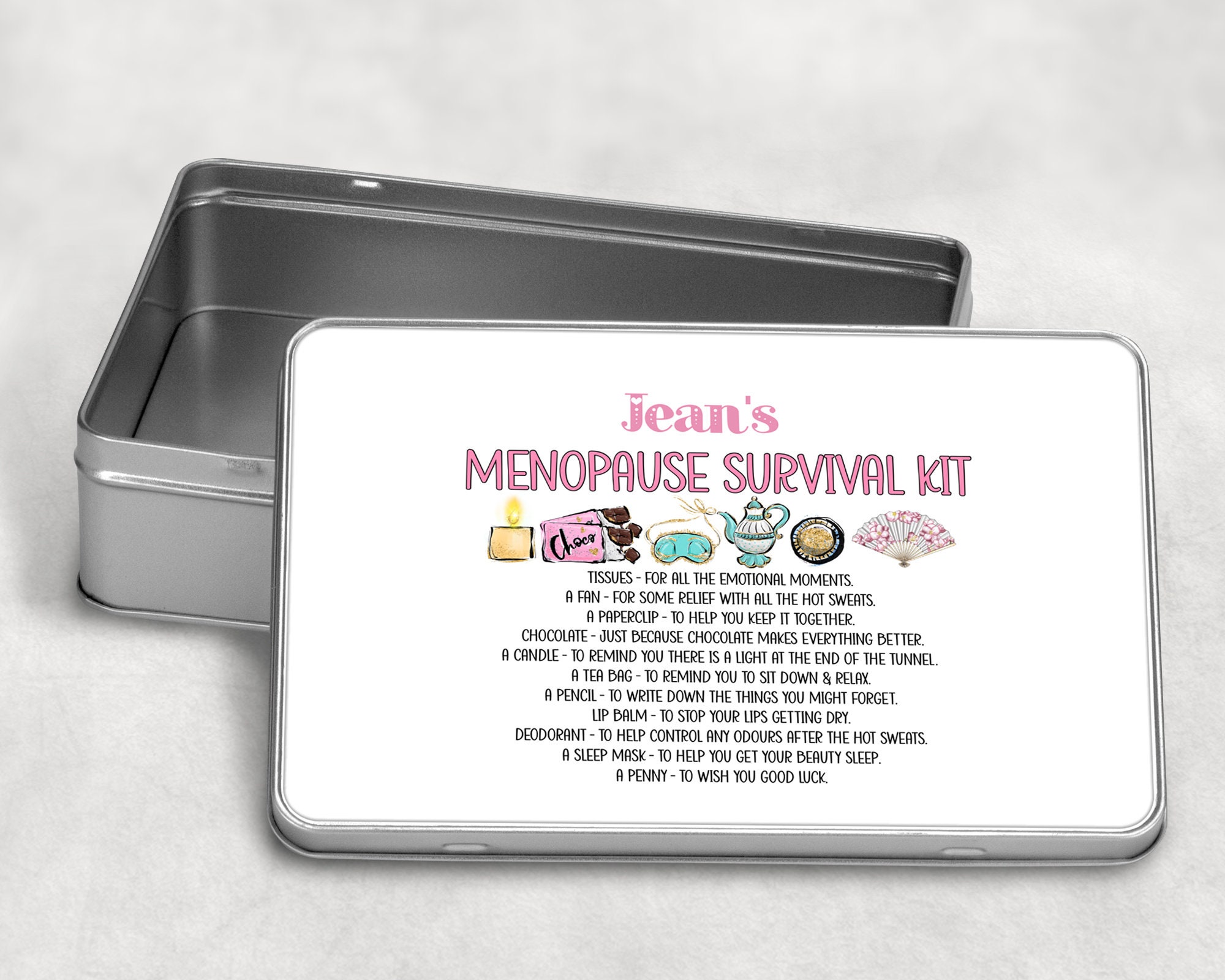Personalised Menopause Survival Kit Tin Menopause Kit - Etsy