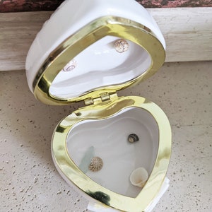 HEART TREASURE BOX Porcelain Shell - White With Seashell Seed Packet ...