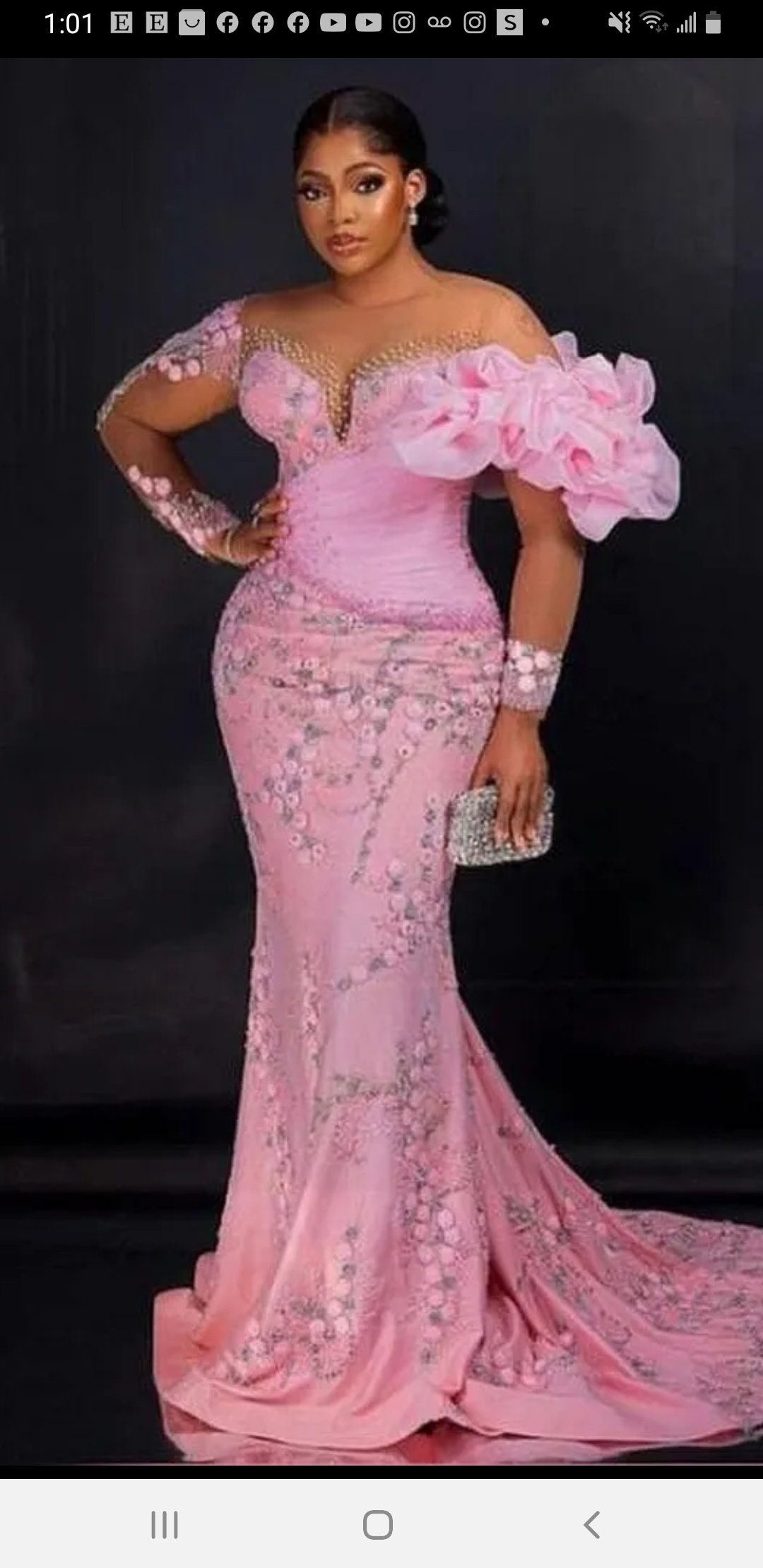 African Pink Dress With Pink Feathers for Wedding, Birthday Parties ...