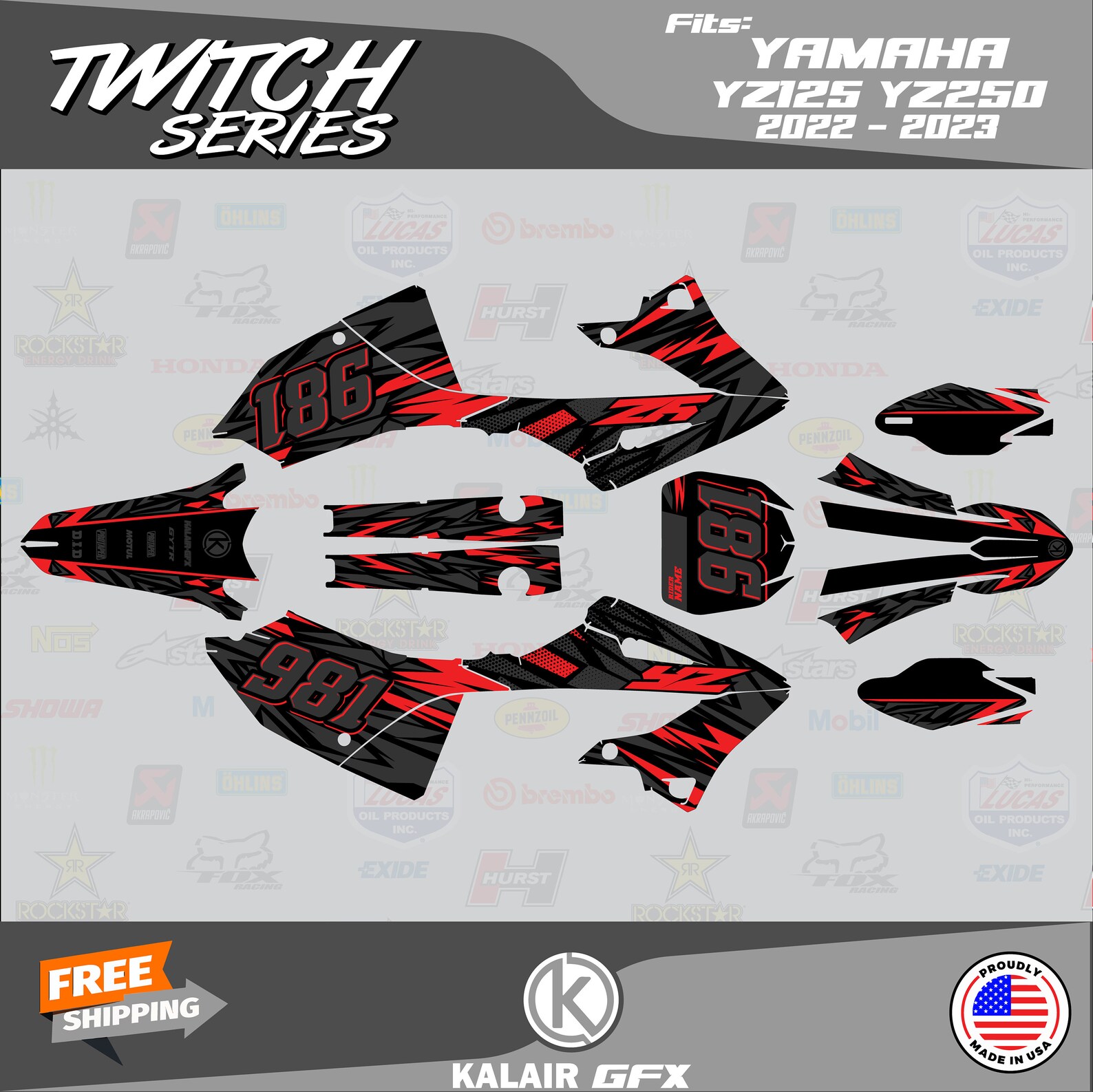 Motocross Graphics Kit Dirt Bike Stickers for Yamaha YZ 125 YZ 250 2020 ...