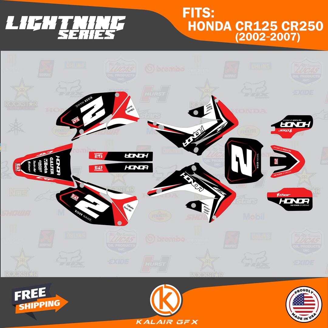 Custom Graphics Vinyl Decals for Honda CR250 CR 250 Graphic Kit 2002 ...