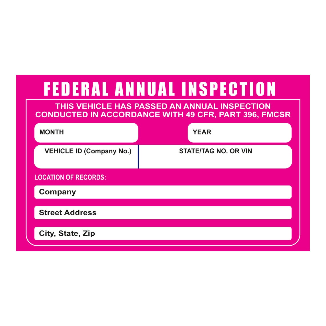 Annual Vehicle DOT Inspection Label Stickers, Truck Decal Personalized ...