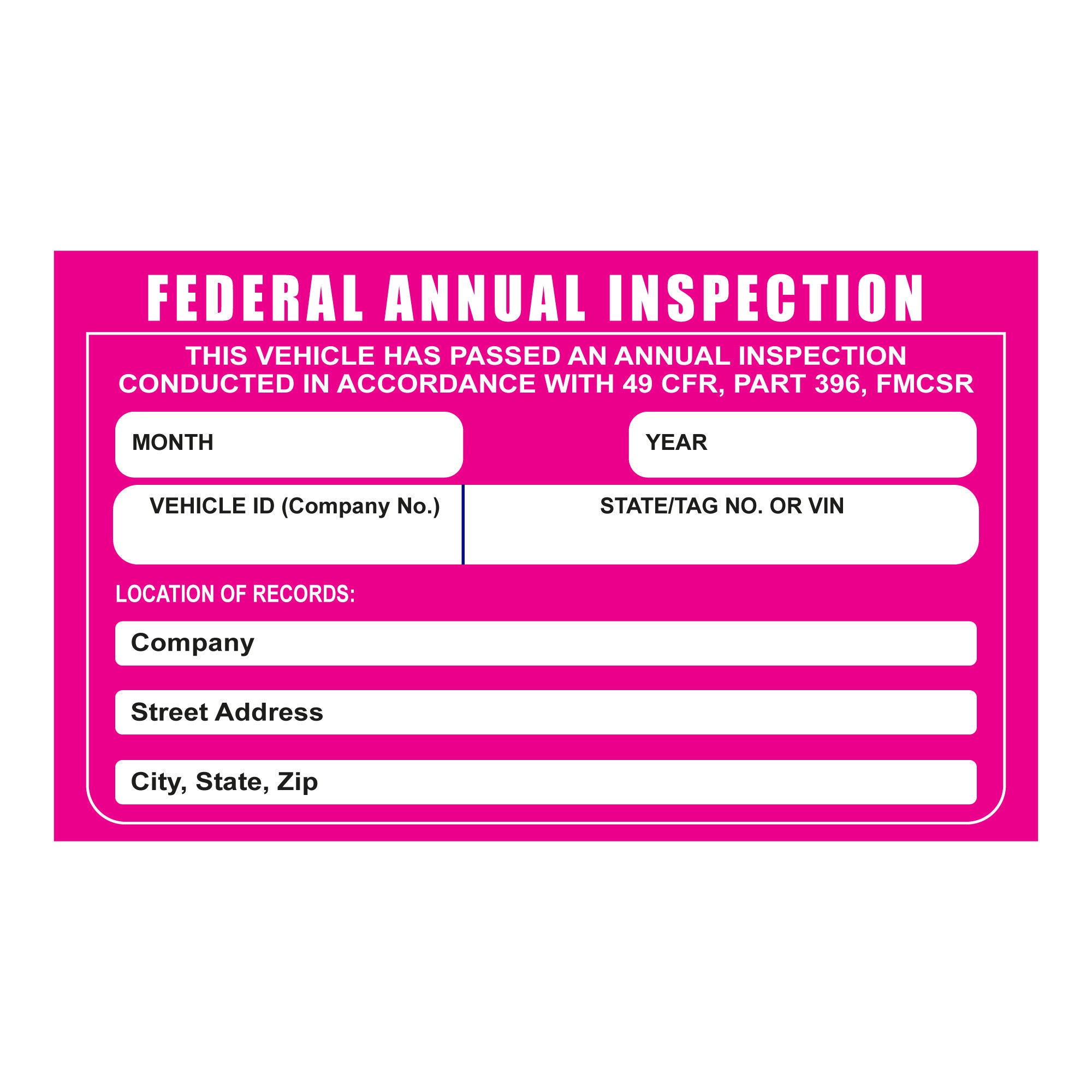 Annual Vehicle DOT Inspection Label Stickers, Truck Decal Personalized ...