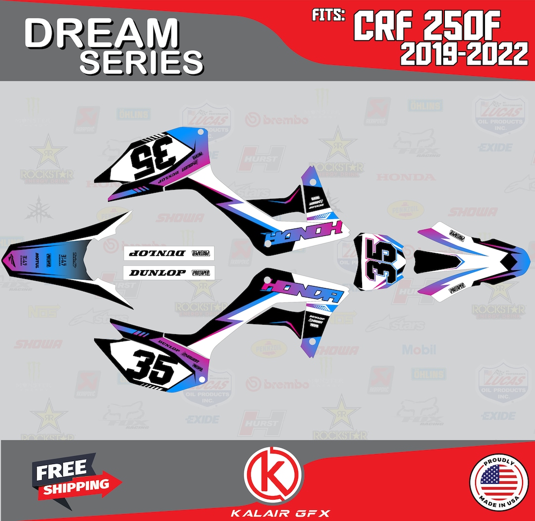 Custom Graphics Vinyl Decals for Honda CRF250F CRF 250F Graphic Kit ...