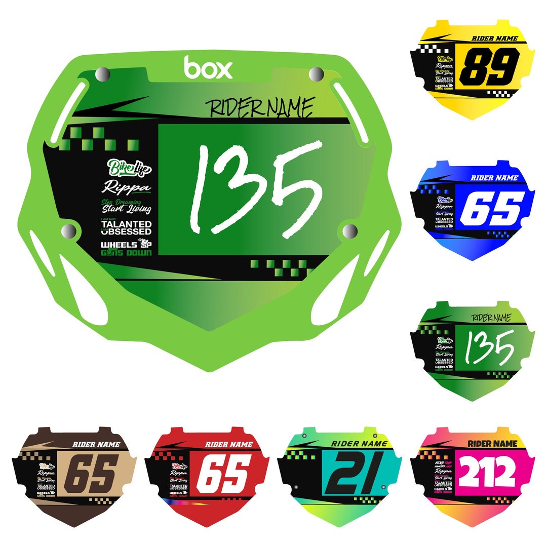 Custom BMX Box Two Number Plate Decals - Personalize Your Racing ...