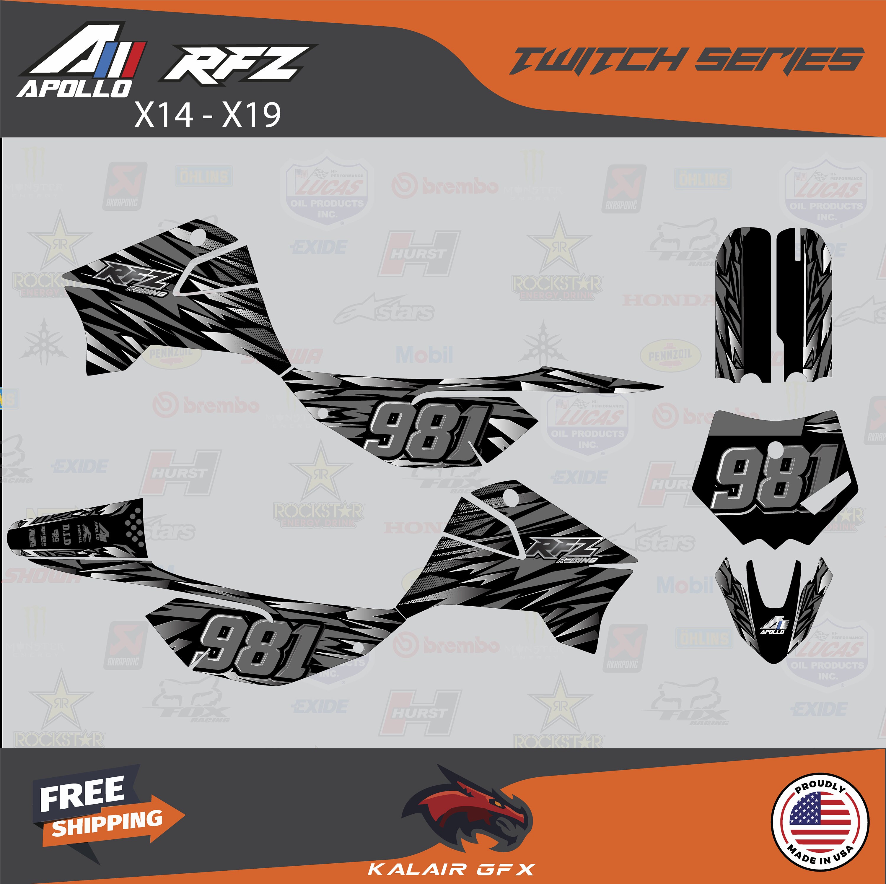 Custom Graphics Kit for Apollo RFZ X4 X5 X6, X14 to X19 All Years ...