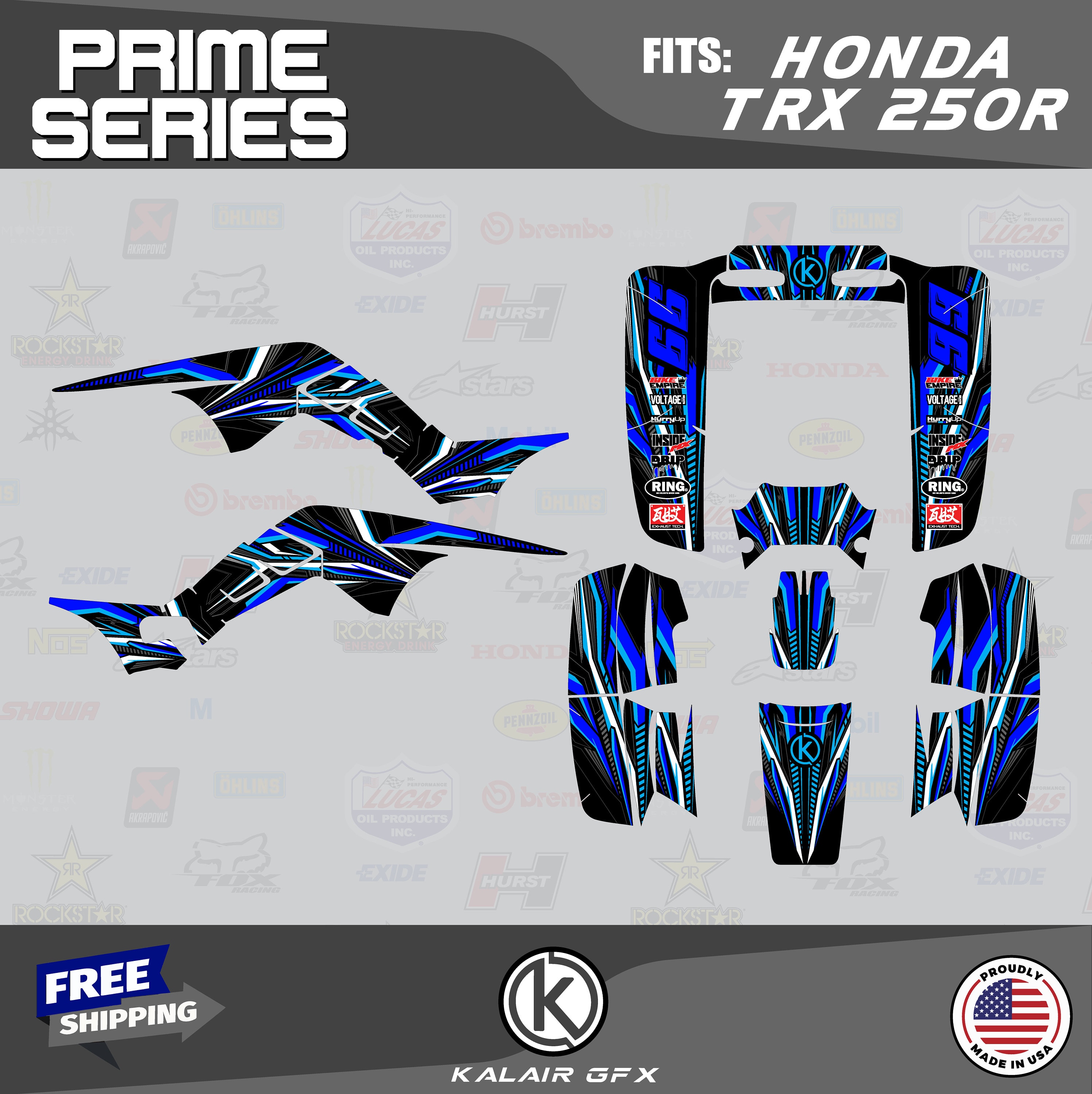 Custom Graphics Vinyl Decals for Honda Atv TRX250R TRX 250R Graphic Kit ...
