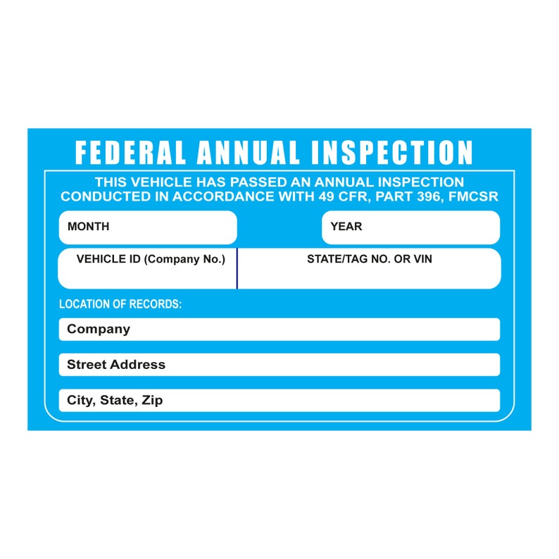 Annual Vehicle DOT Inspection Label Stickers, Truck Decal Personalized ...