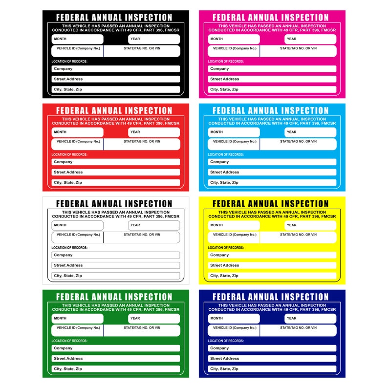 Annual Vehicle DOT Inspection Label Stickers, Truck Decal Personalized ...