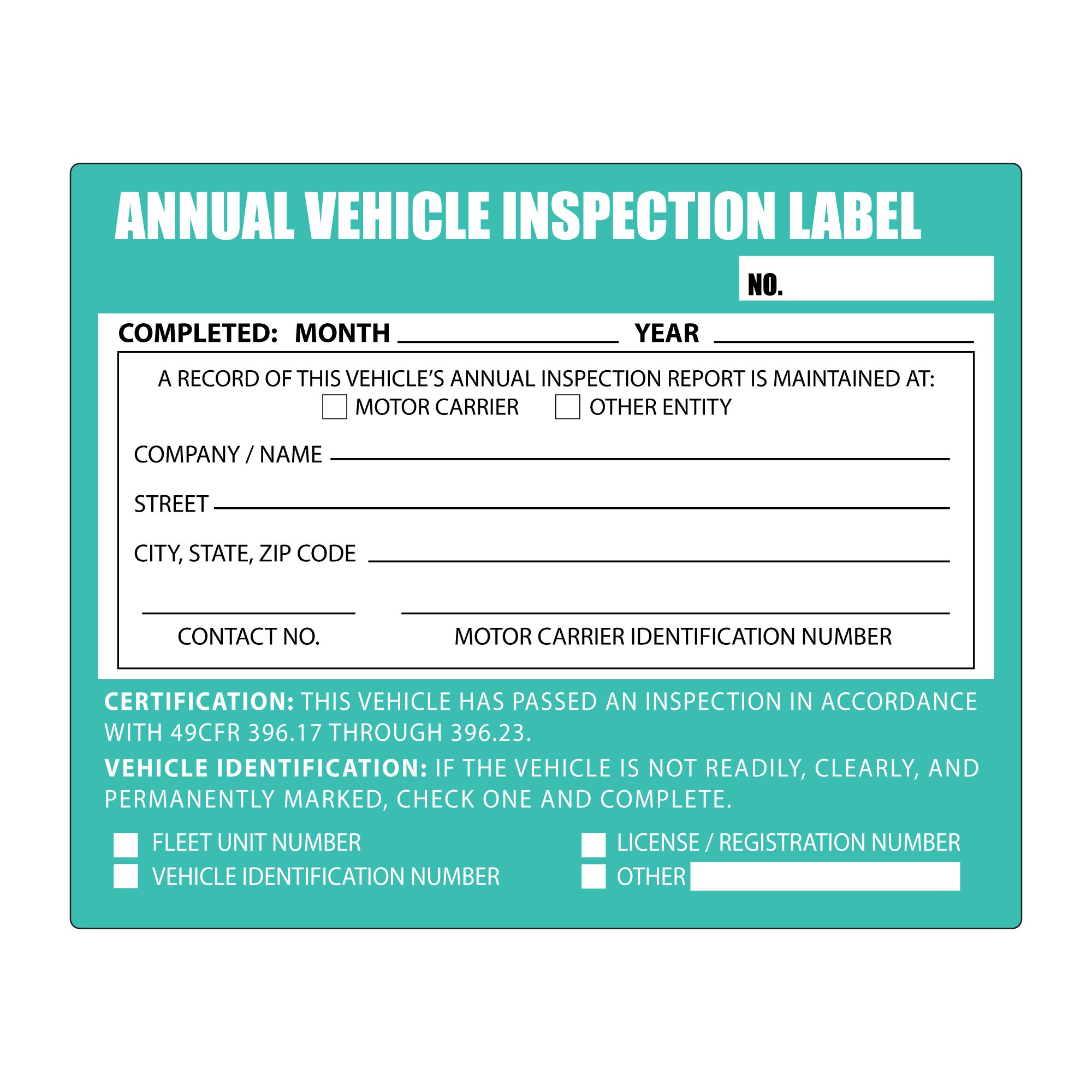 Annual Vehicle DOT Inspection Label Stickers, Truck Decal Personalized ...