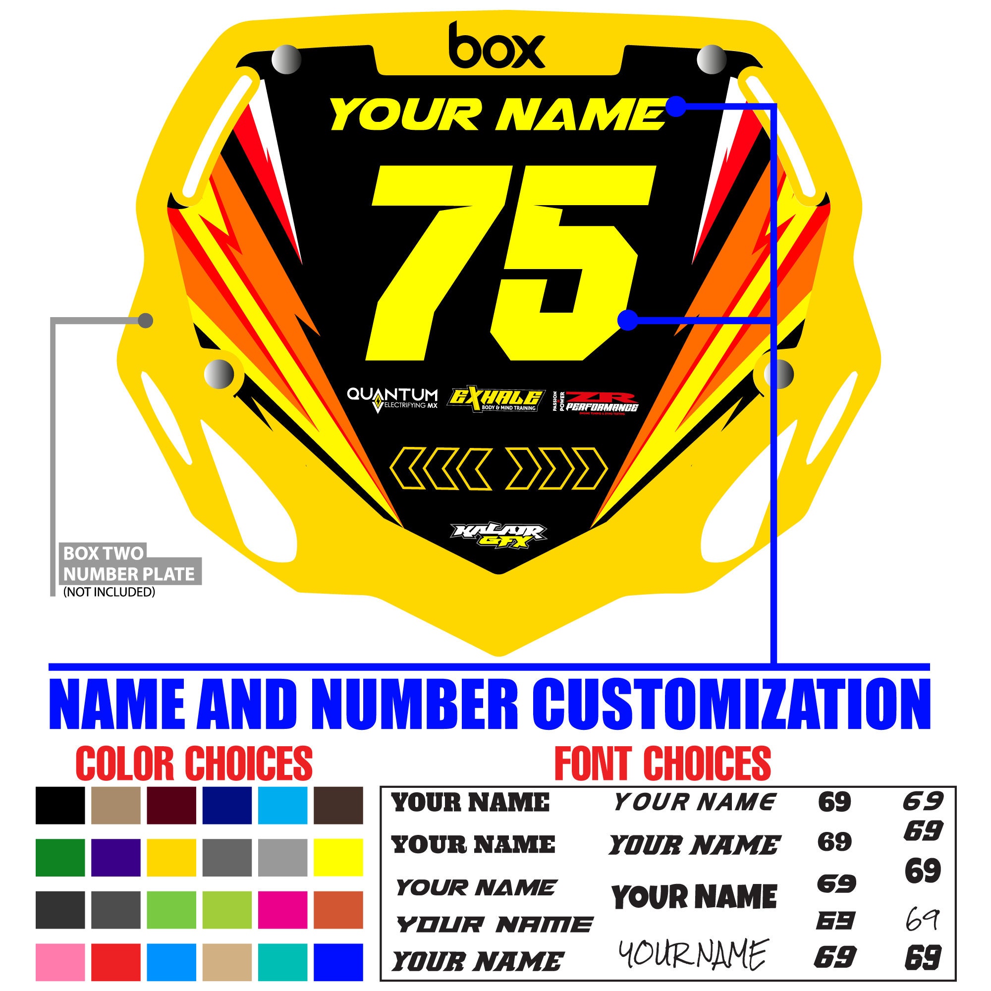 Custom BMX Box Two Number Plate Decals - Personalize Your Racing ...