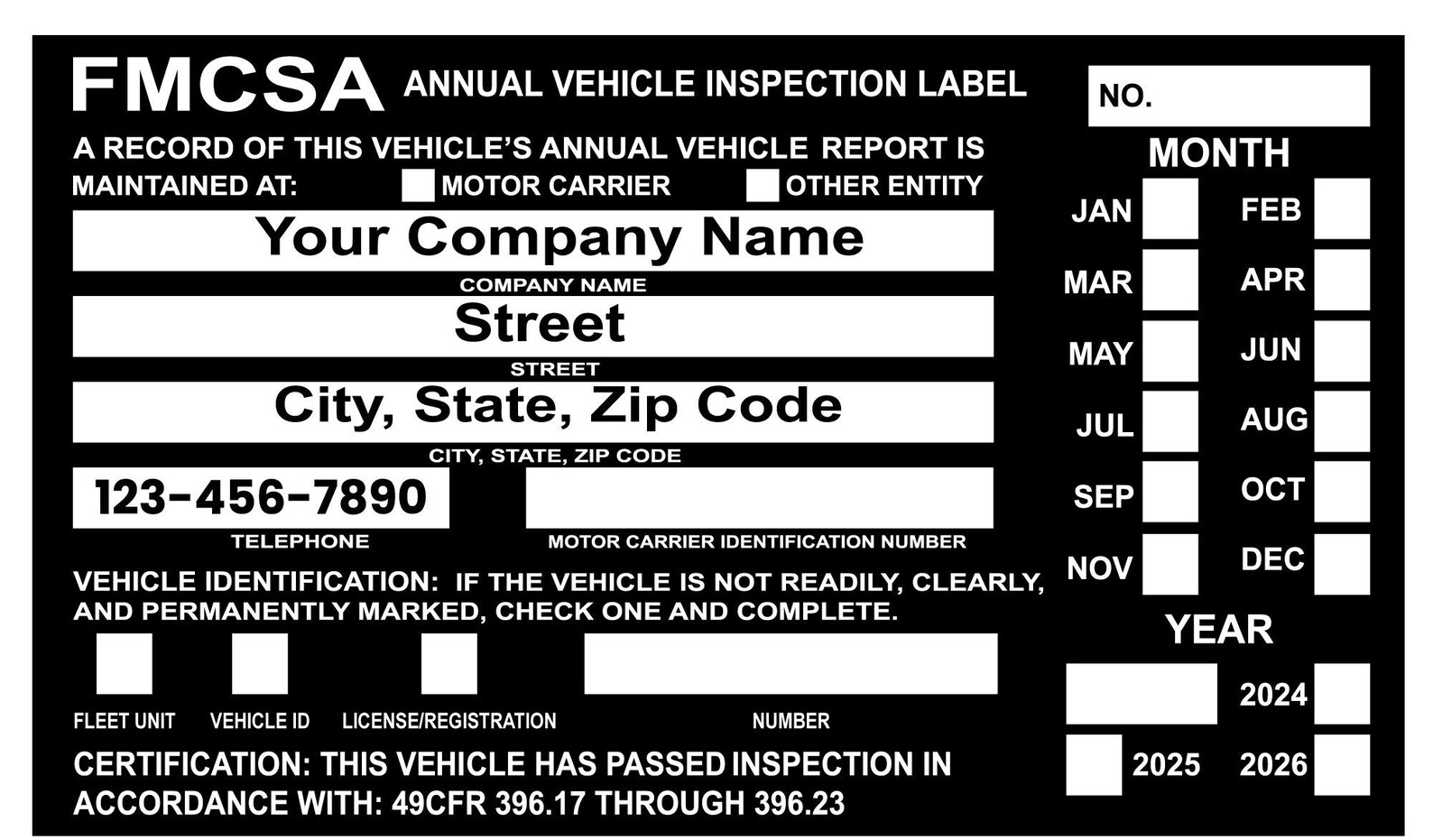 FMCSA Vehicle Annual DOT Inspection Stickers, Truck Decal Personalized ...