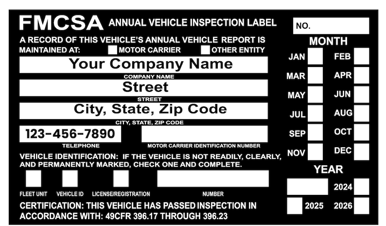 FMCSA Vehicle Annual DOT Inspection Stickers, Truck Decal Personalized ...