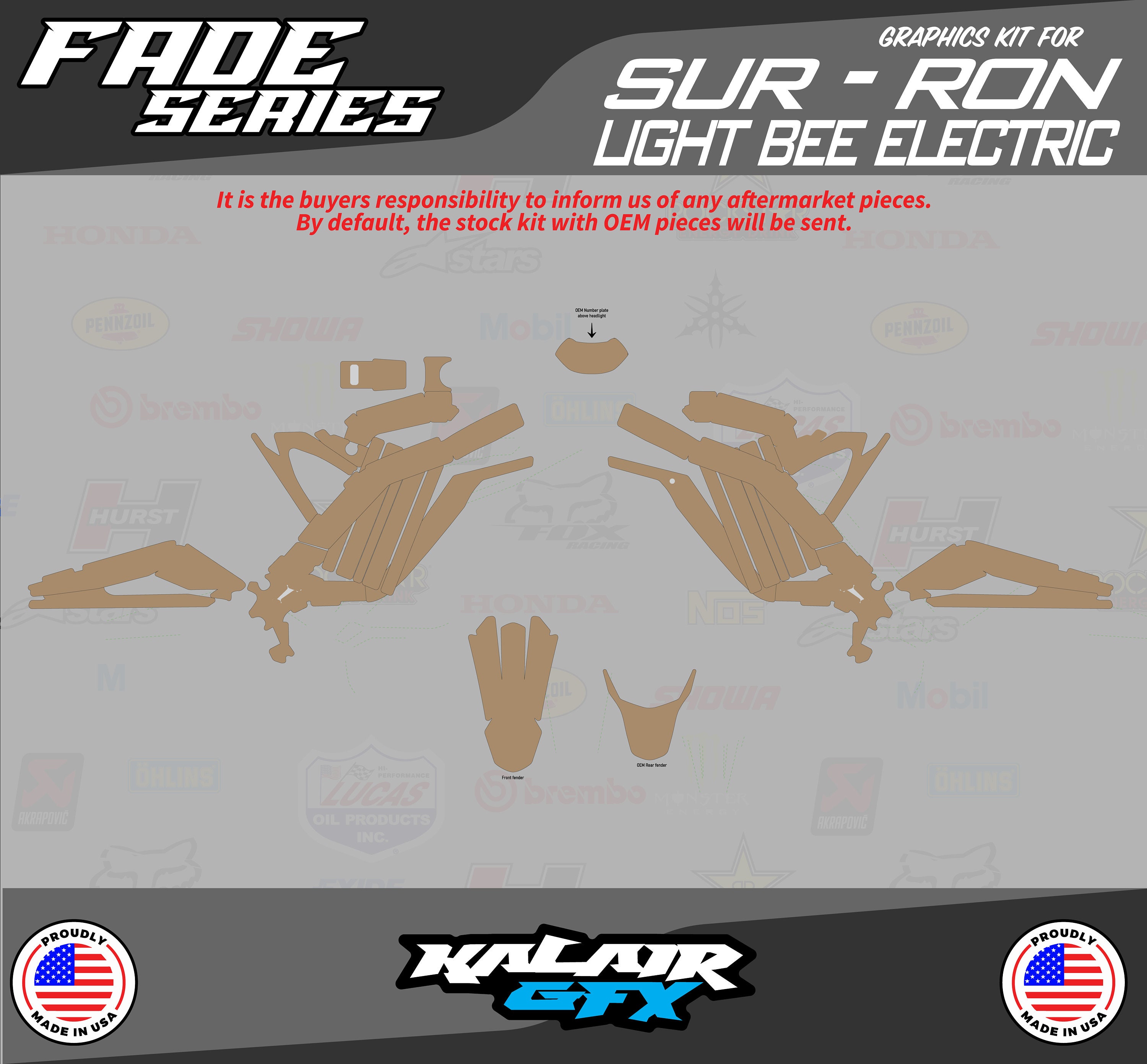 Graphics for Sur-ron Surron Light Bee Electric Decals - Fade Series Tan ...