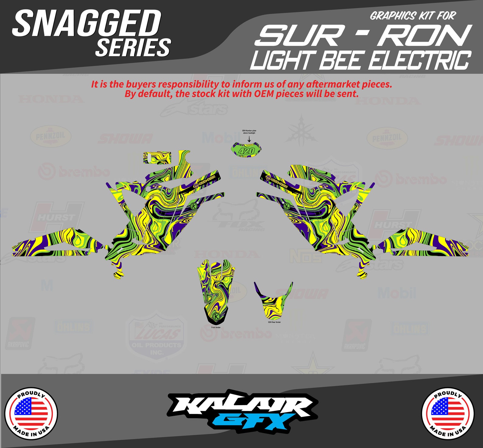 Graphics for Sur-ron Surron Light Bee Electric Decals - Snagged Series ...