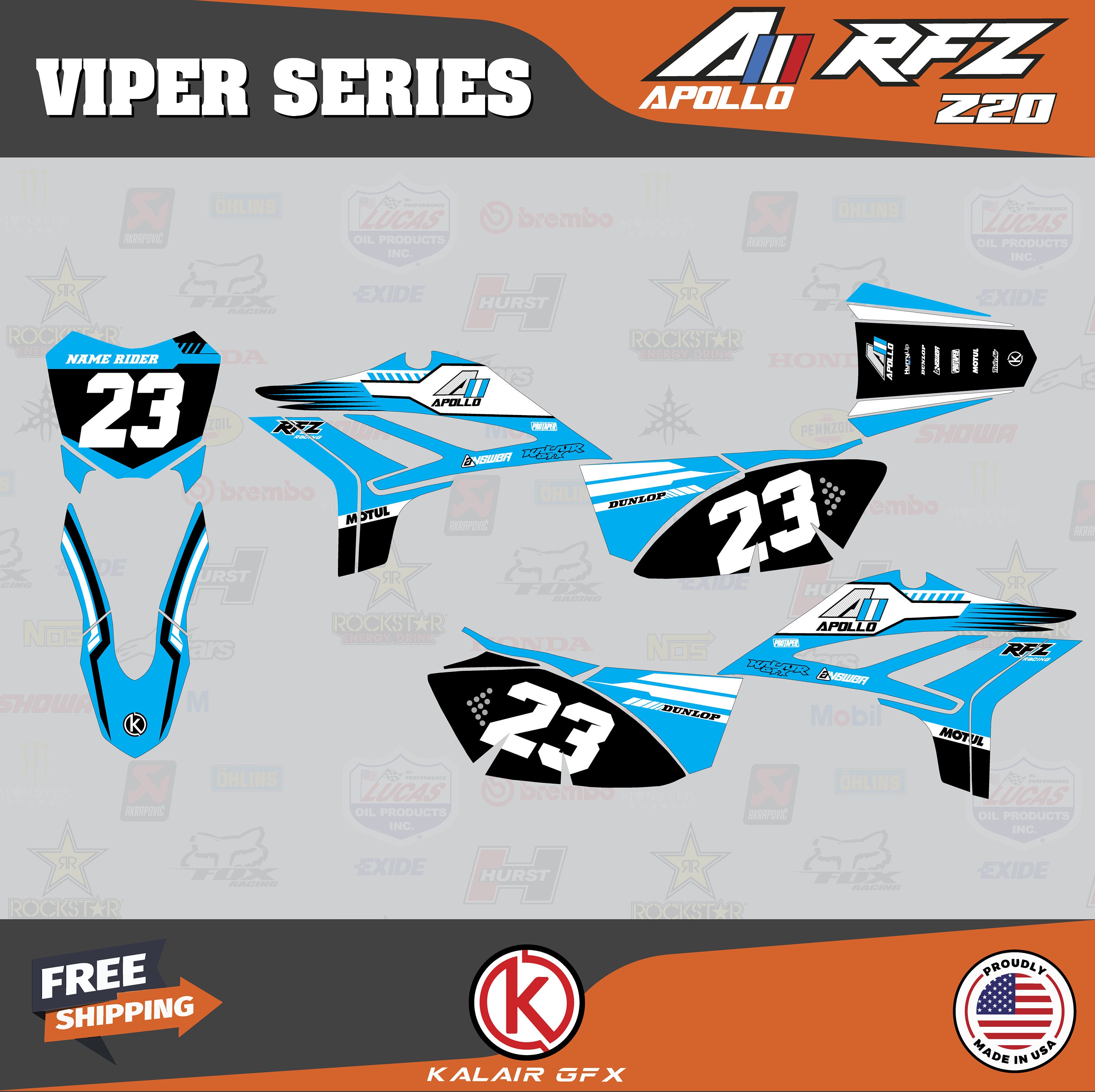 Custom Graphics Kit for Apollo Z20 Z40(RFZ Z 20 40) Motocross Vinyl ...