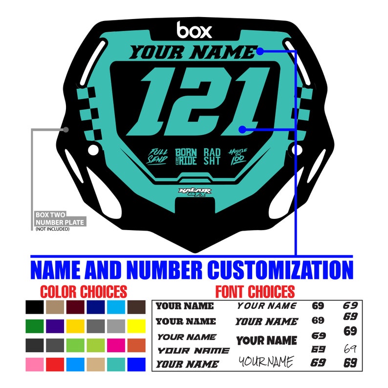 Custom BMX Box Two Number Plate Decals - Personalize Your Racing ...