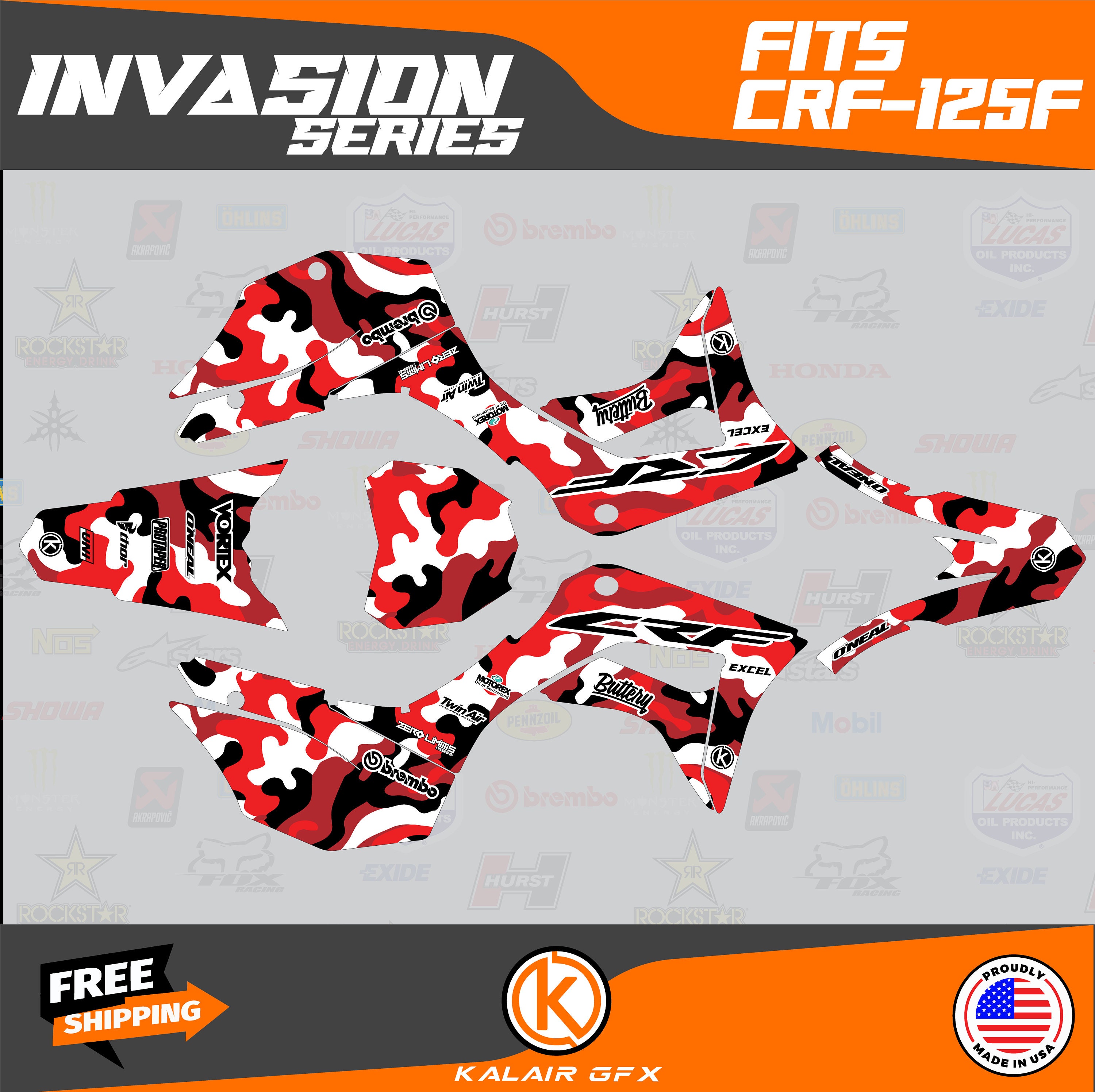 Custom Graphics Vinyl Decals for Honda CRF125F CRF 125F Graphic Kit ...