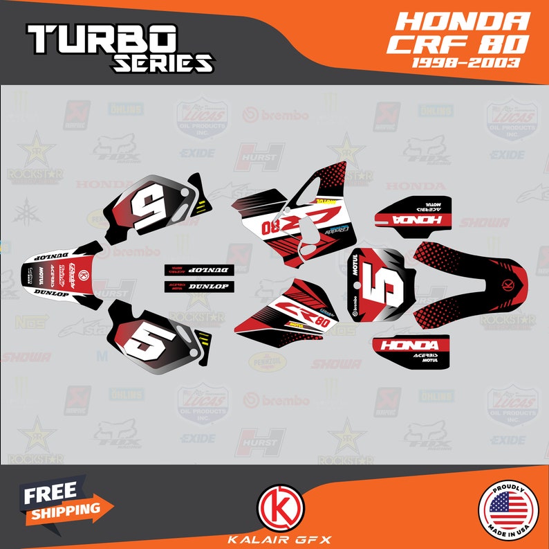 Custom Graphics Vinyl Decals for Honda CR80 CR 80 Graphic Kit 1998-2003 ...