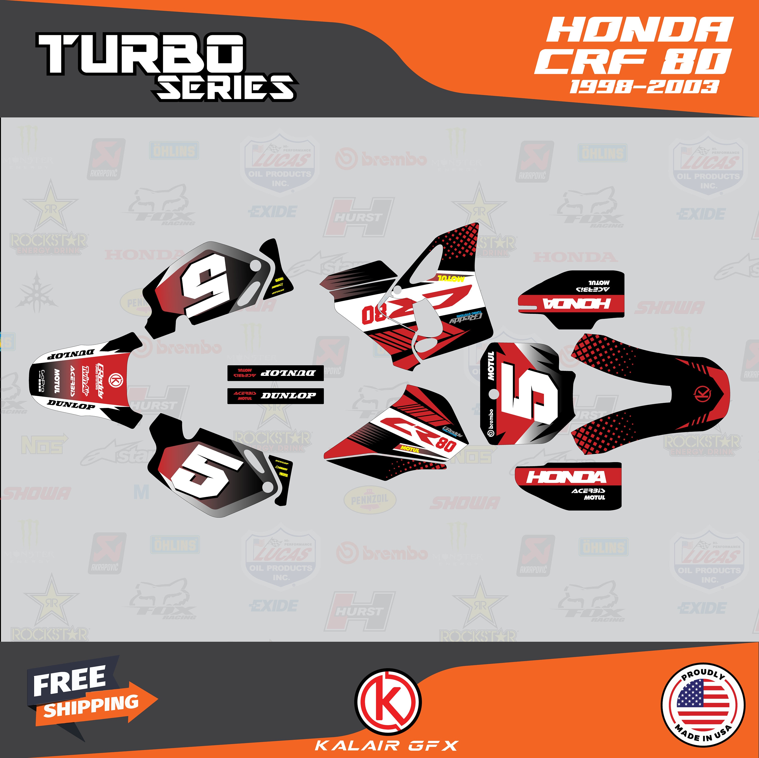 Custom Graphics Vinyl Decals for Honda CR80 CR 80 Graphic Kit 1998-2003 ...
