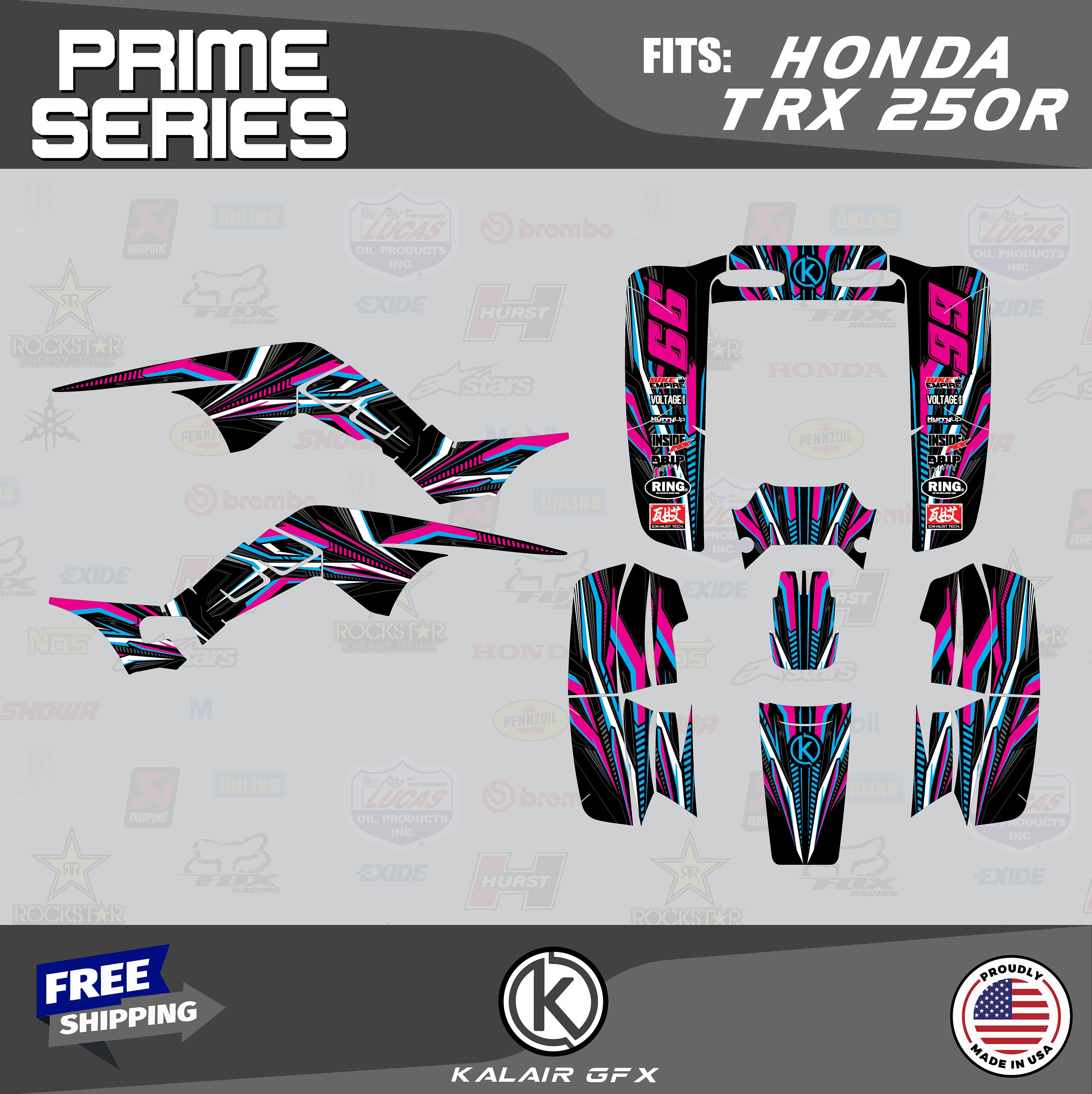 Custom Graphics Vinyl Decals for Honda Atv TRX250R TRX 250R Graphic Kit ...