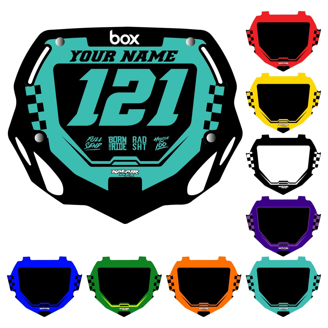 Custom BMX Box Two Number Plate Decals - Personalize Your Racing ...