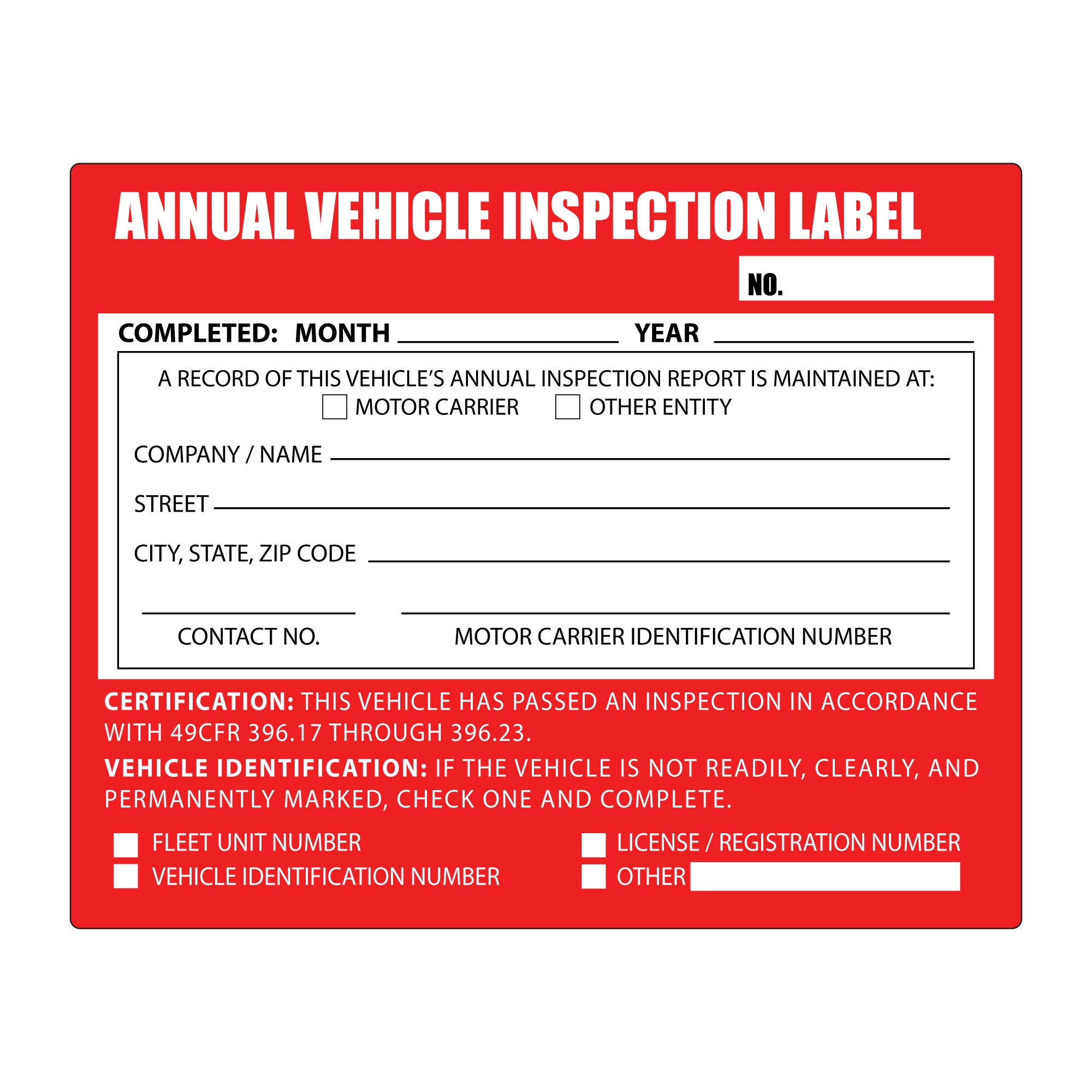Annual Vehicle DOT Inspection Label Stickers, Truck Decal Personalized ...