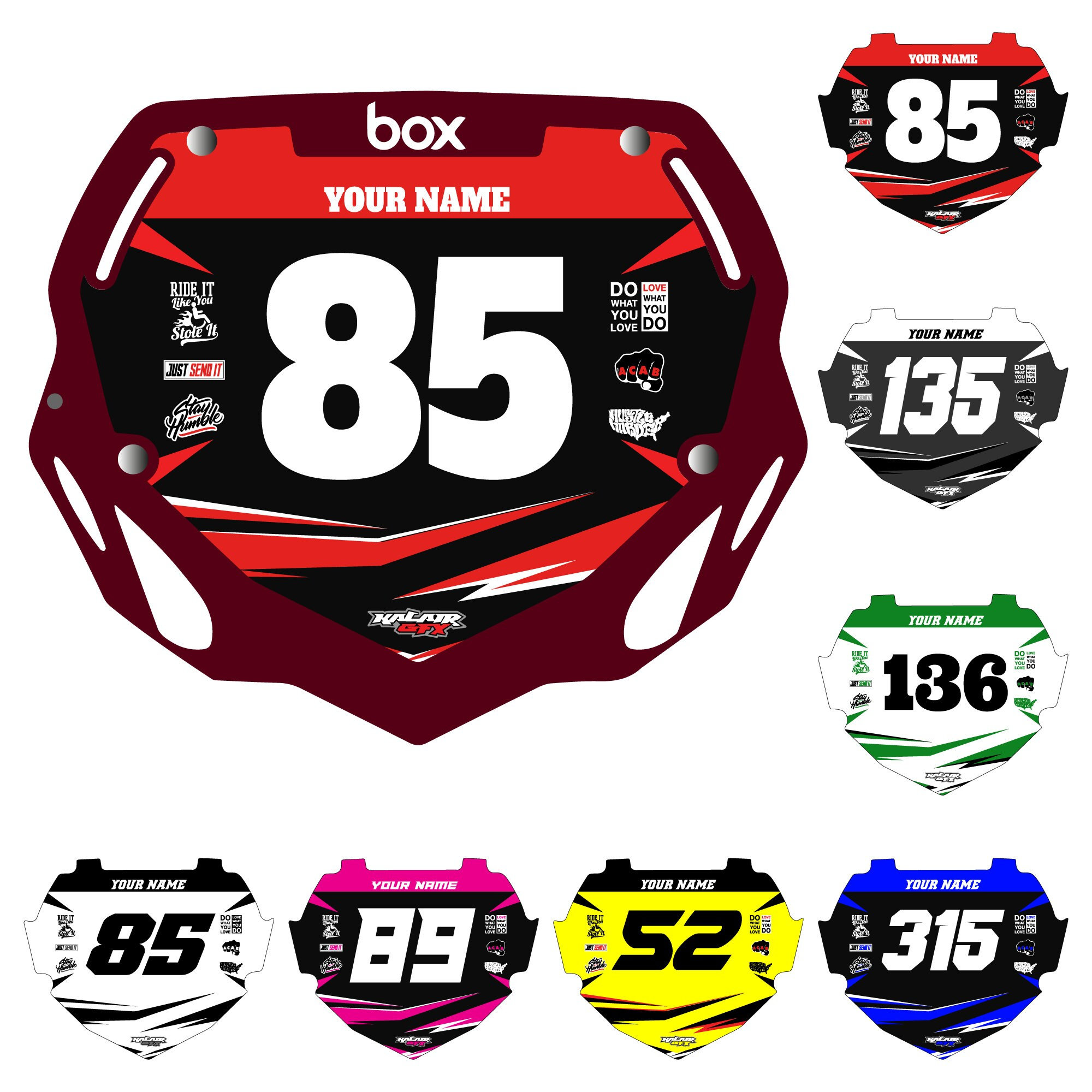 Custom BMX Box Two Number Plate Decals - Personalize Your Racing ...