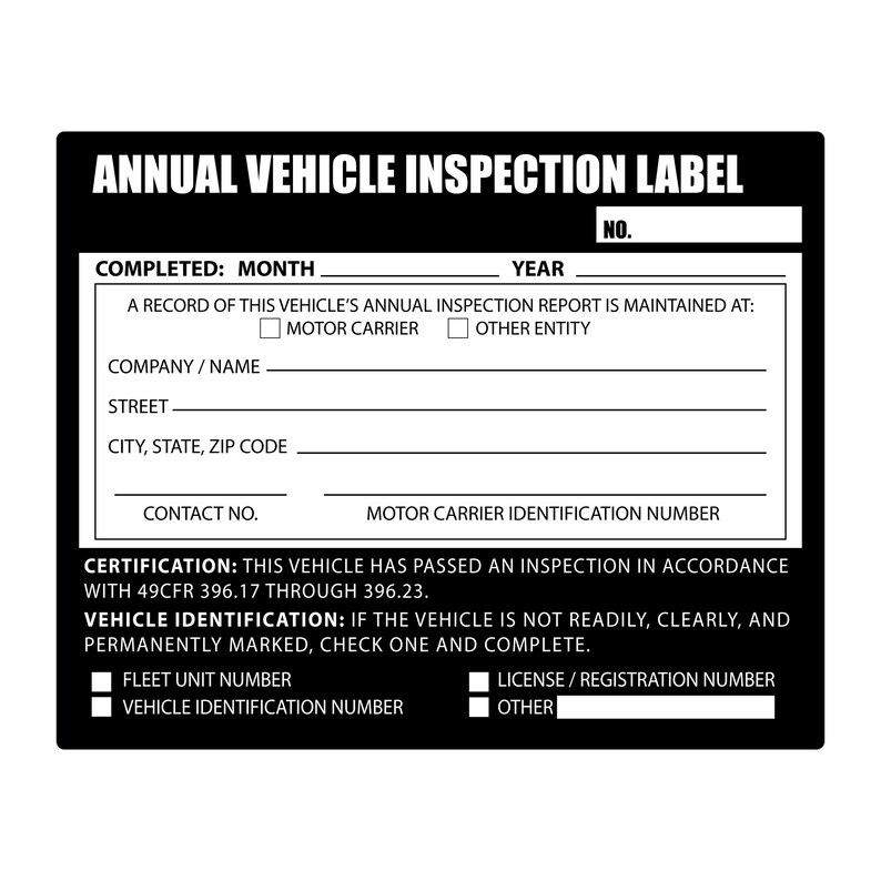 Annual Vehicle DOT Inspection Label Stickers, Truck Decal Personalized ...