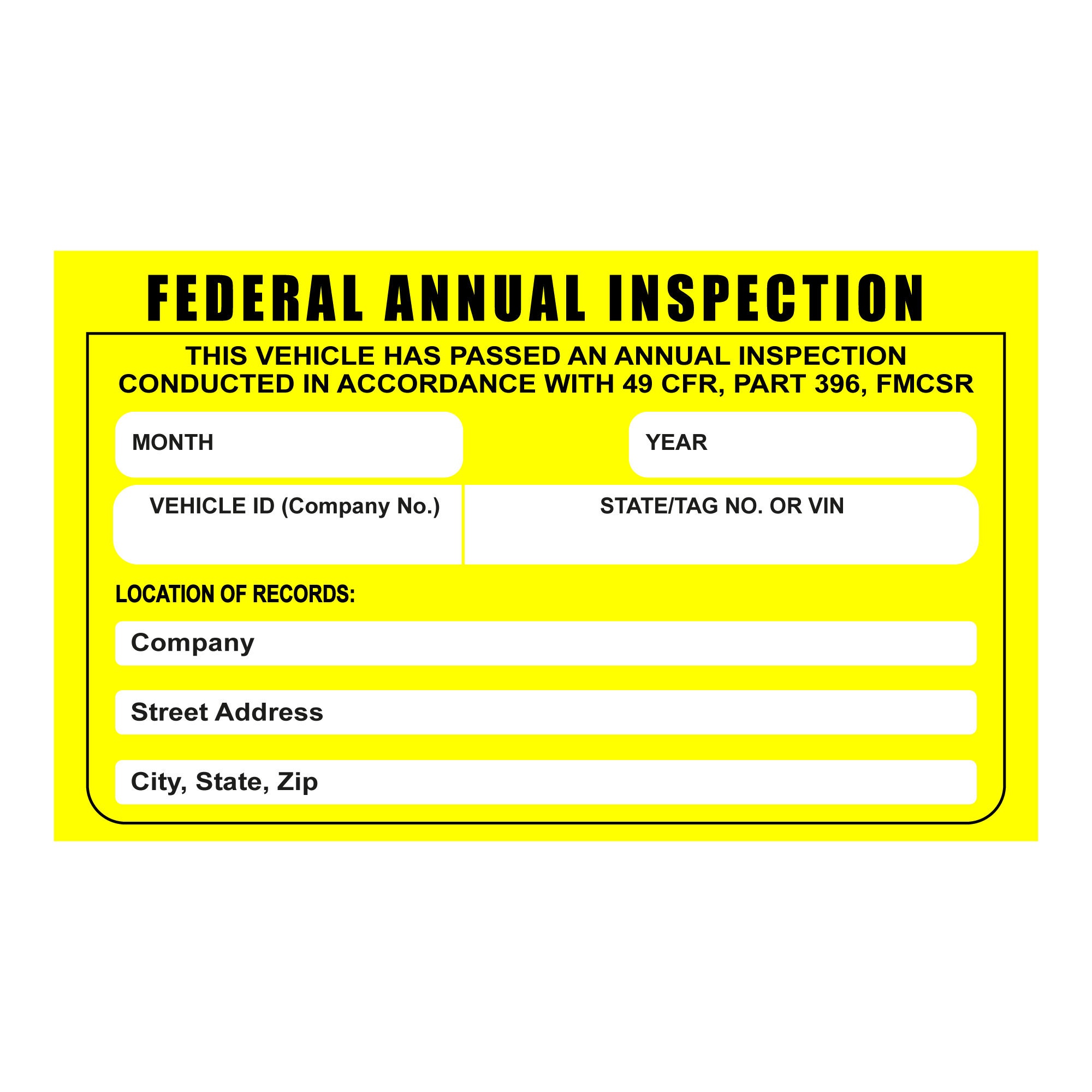 Annual Vehicle DOT Inspection Label Stickers, Truck Decal Personalized ...