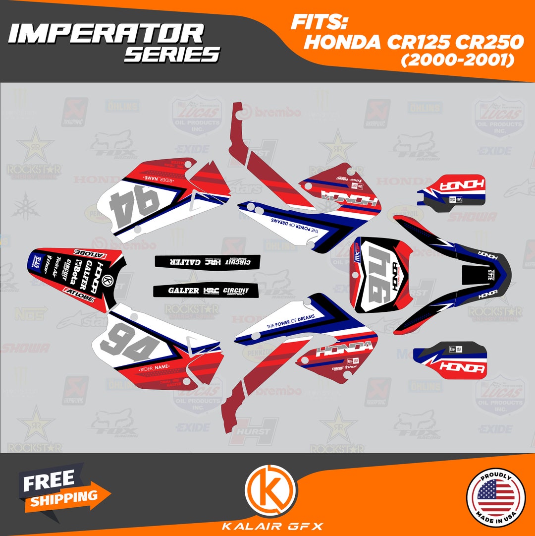 Custom Graphics Vinyl Decals for Honda CR250 CR 250 Graphic Kit 2000 ...