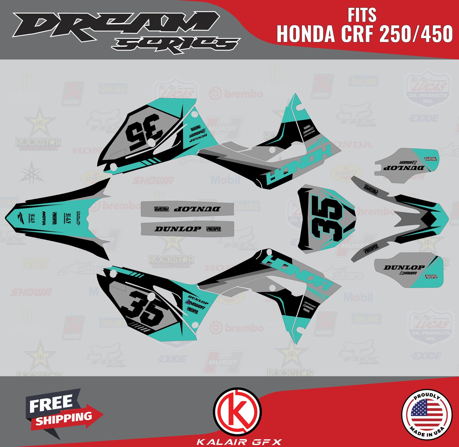 Full Graphics Kit Motocross Stickers for Honda CRF 250R 250 2018-2022 ...