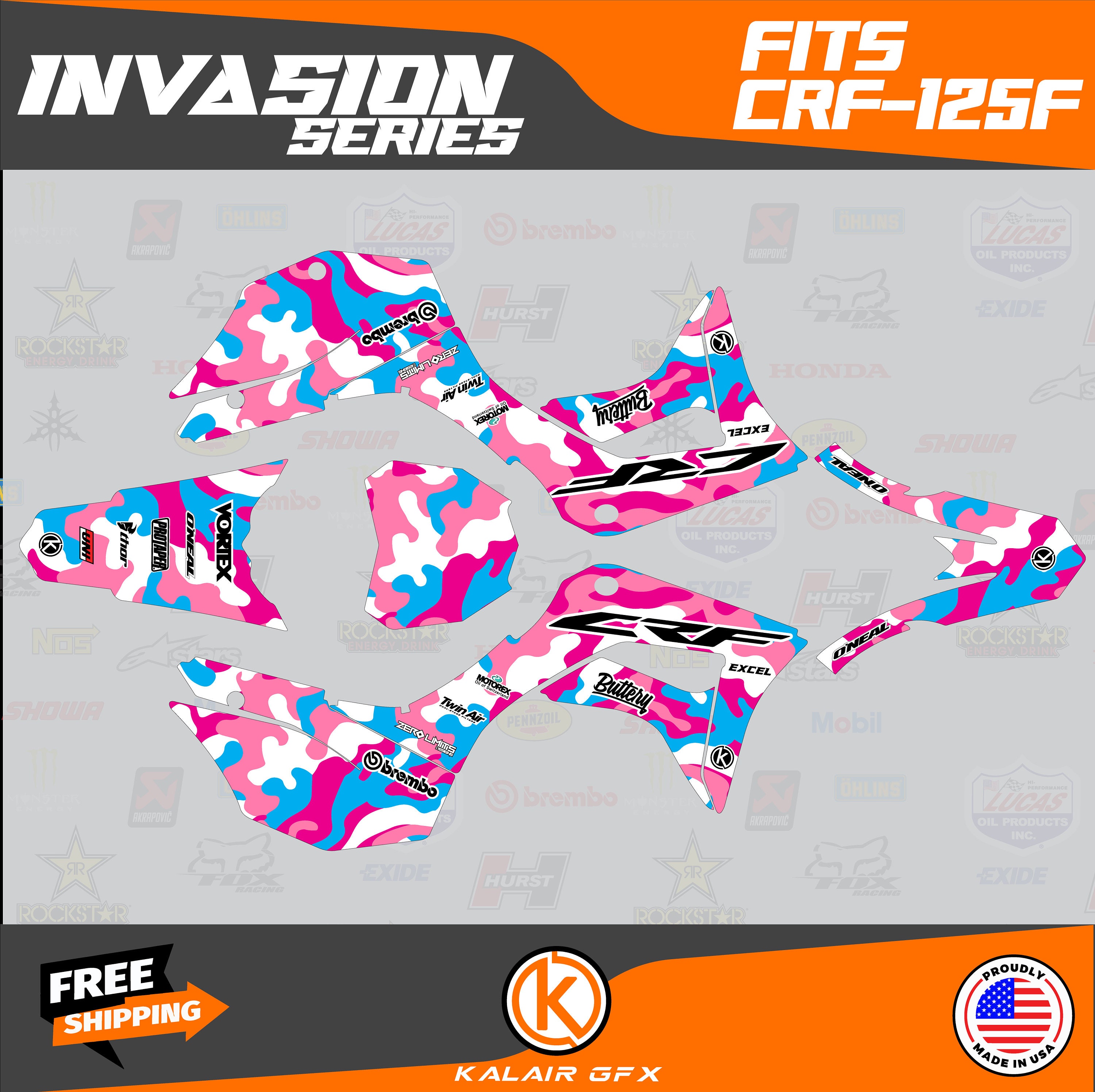Custom Graphics Vinyl Decals for Honda CRF125F CRF 125F Graphic Kit ...