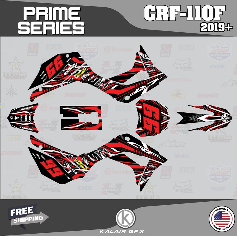 Custom Graphics Vinyl Decals for Honda CRF110F CRF 110F Graphic Kit ...