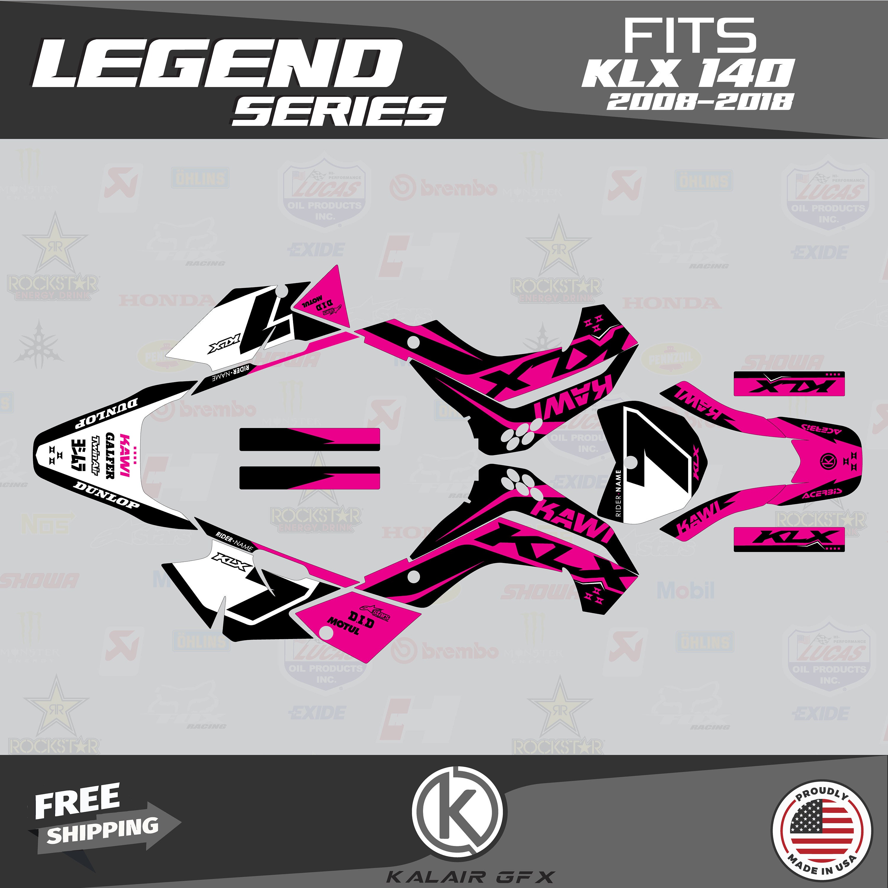 Custom Graphics Vinyl Decals for Kawasaki KLX140 KLX 140 Graphic Kit ...