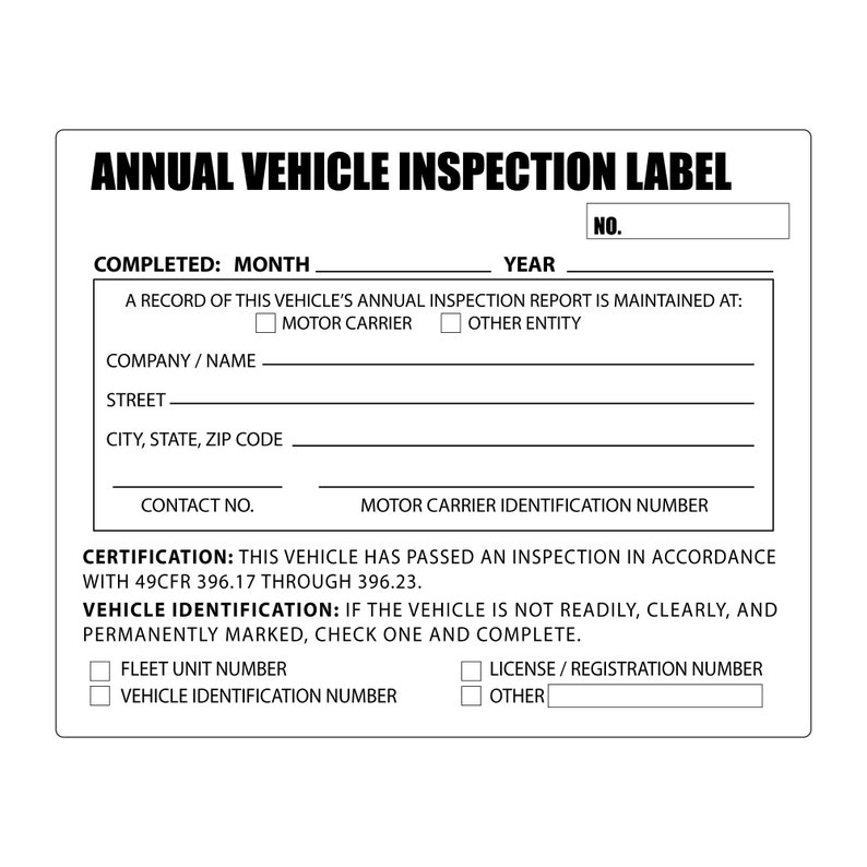 Annual Vehicle DOT Inspection Label Stickers, Truck Decal Personalized ...