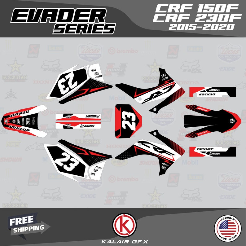 Custom Graphics Vinyl Decals for Honda CRF230F CRF 230F Graphic Kit ...