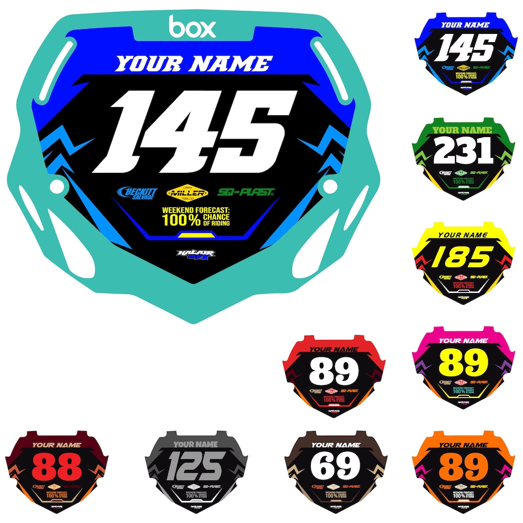 Custom BMX Box Two Number Plate Decals - Personalize Your Racing ...
