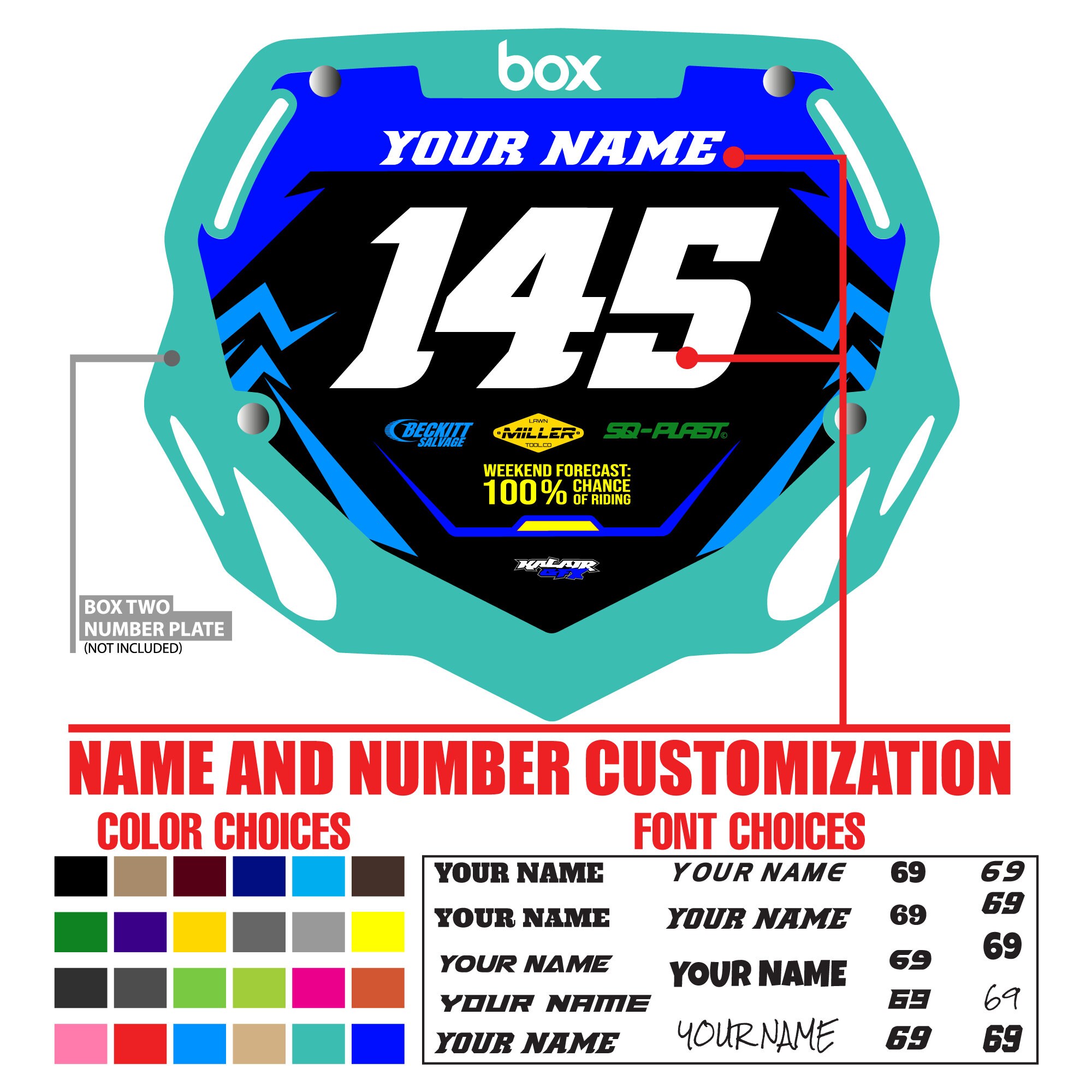 Custom BMX Box Two Number Plate Decals - Personalize Your Racing ...