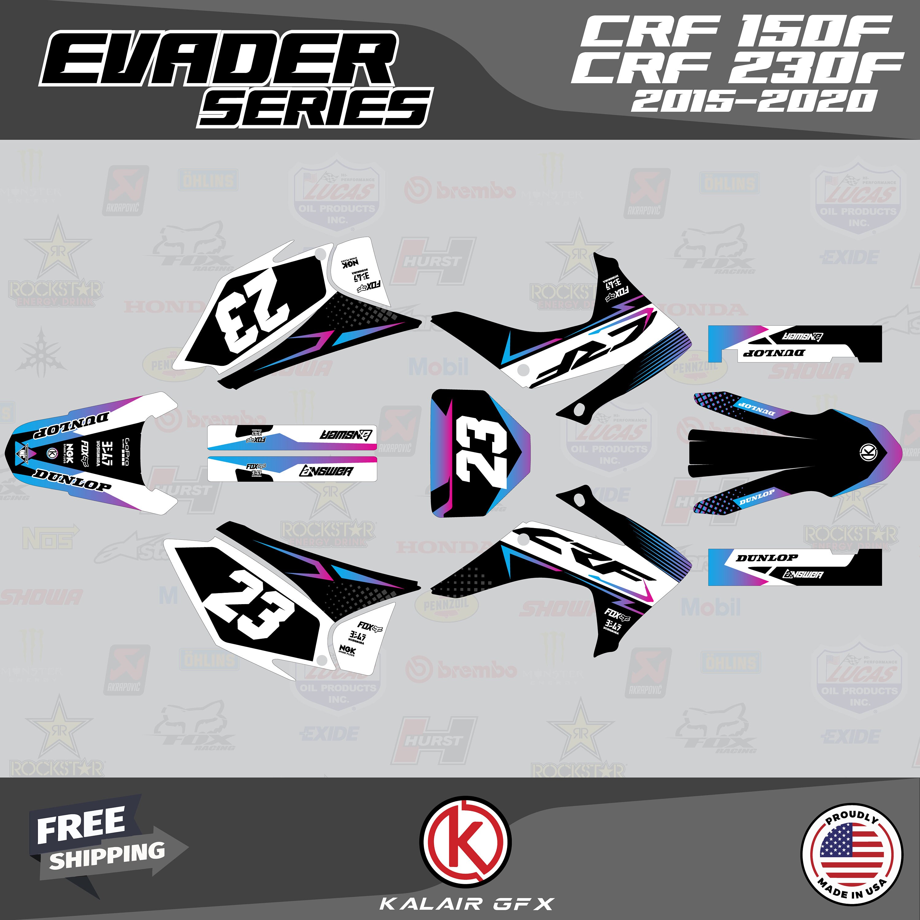 Custom Graphics Vinyl Decals for Honda CRF230F CRF 230F Graphic Kit ...