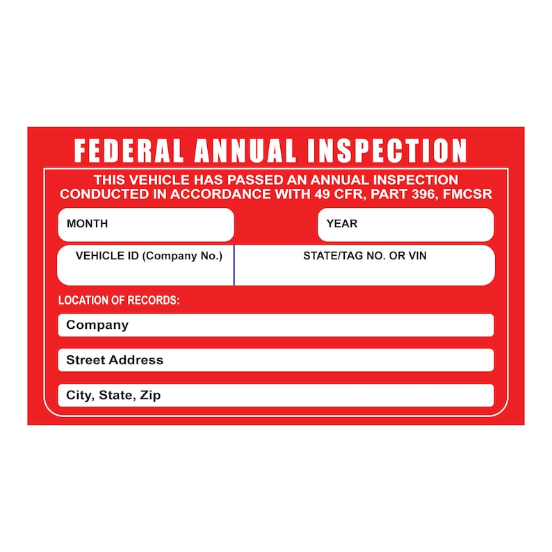 Annual Vehicle DOT Inspection Label Stickers, Truck Decal Personalized ...