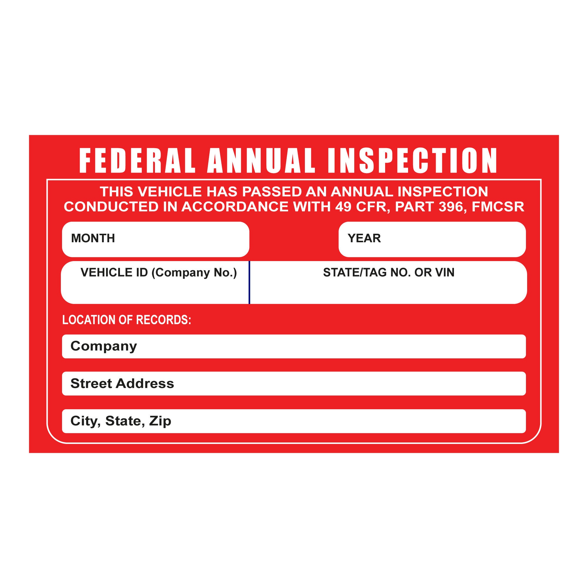 Annual Vehicle DOT Inspection Label Stickers, Truck Decal Personalized ...