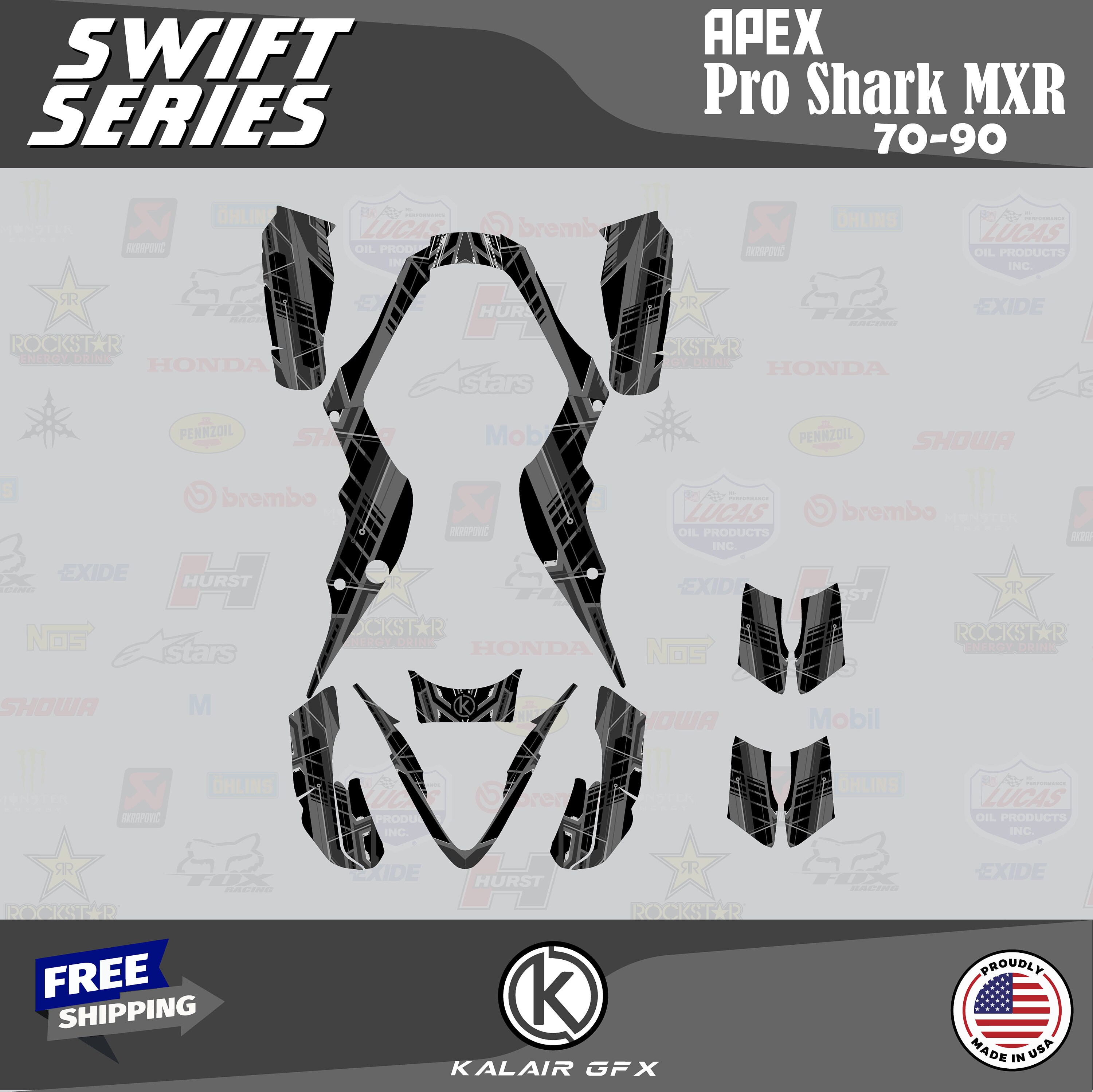 Custom Graphics Vinyl Decals for APEX PRO SHARK MXR70 MXR90, Atv Utv ...