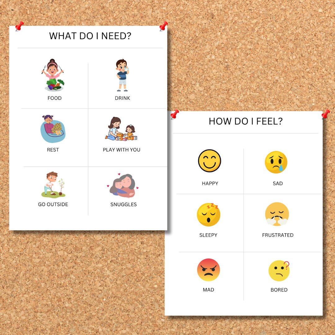 Toddler's Needs and Feelings Chart, Toddler Calm Corner Chart - Etsy