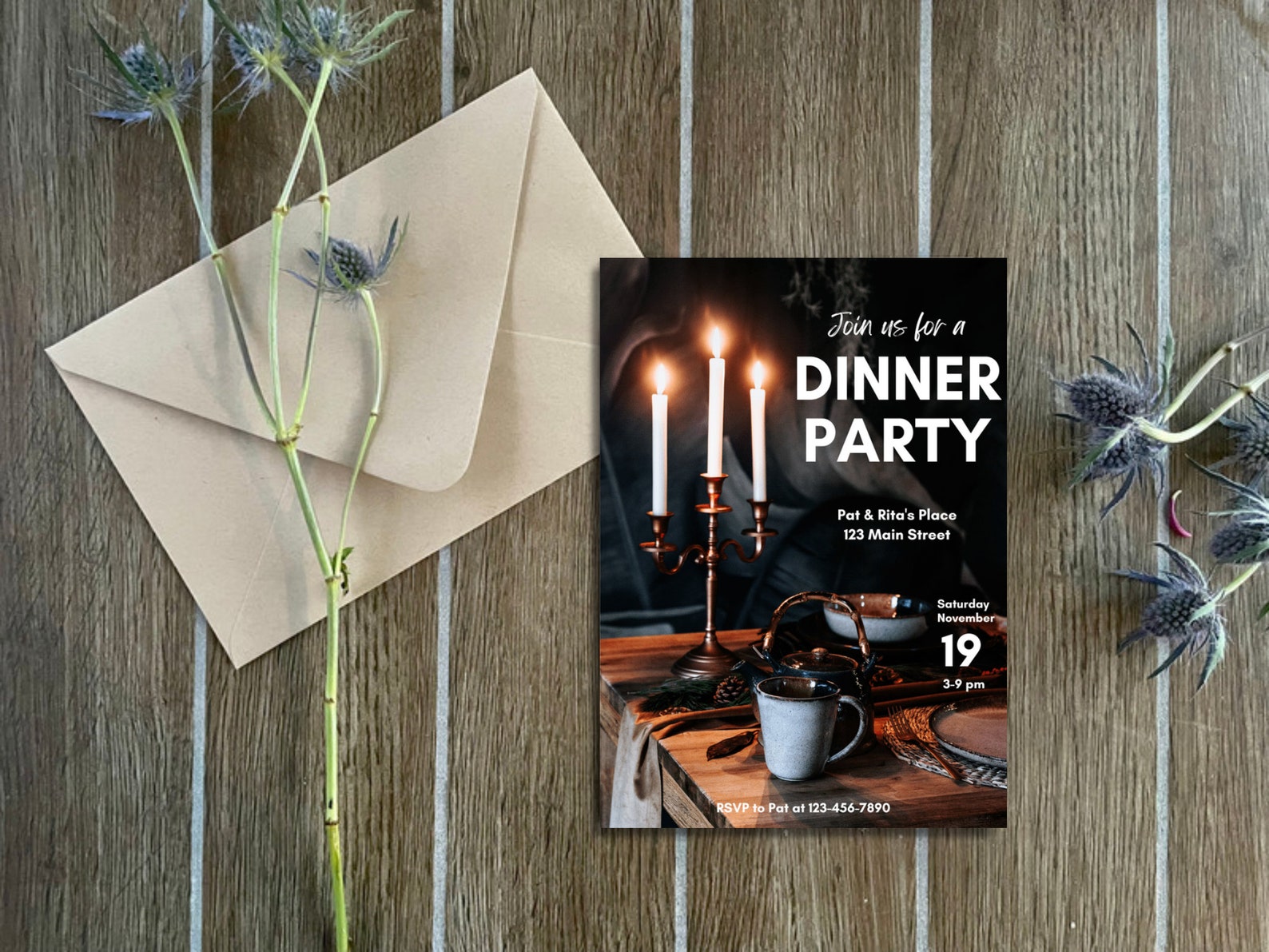 Dinner Party Invitation Editable Digital Template Classy - Etsy