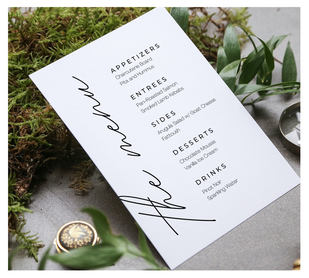 Dinner Menu Template, Editable Dinner Party Menu Template, Dinner Menu ...