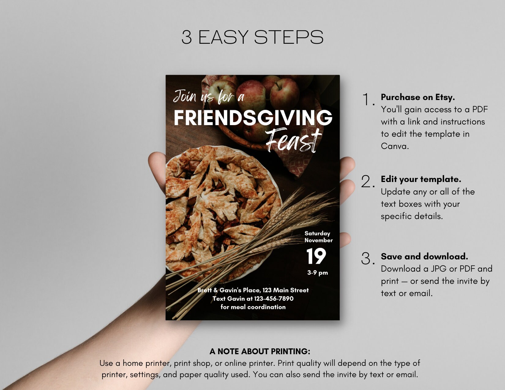 Friendsgiving Invitation Editable Digital Template, Thanksgiving Party ...