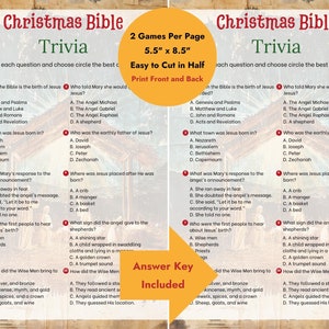 Christmas Bible Trivia Youth Group Games Sunday School Bible Trivia for ...